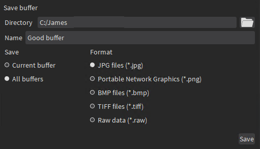 バッファ内の画像のファイルへの保存