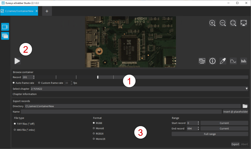 Overview of the Recorder Container Window