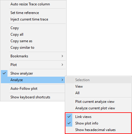 Modify the Analyzer Trace Display