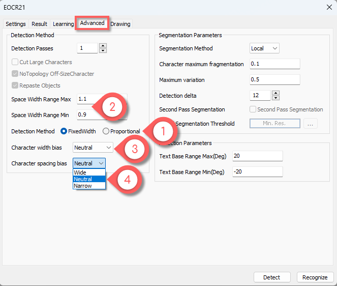 Detection Parameters