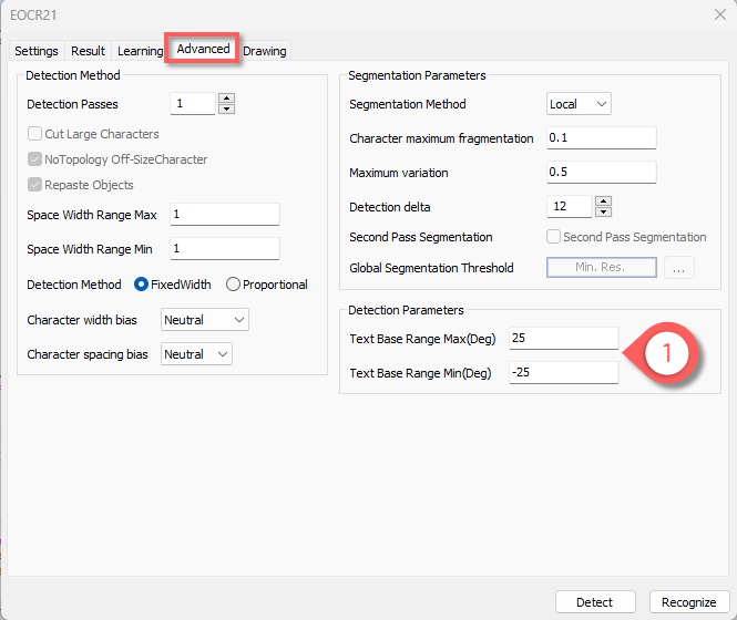 Detection Parameters